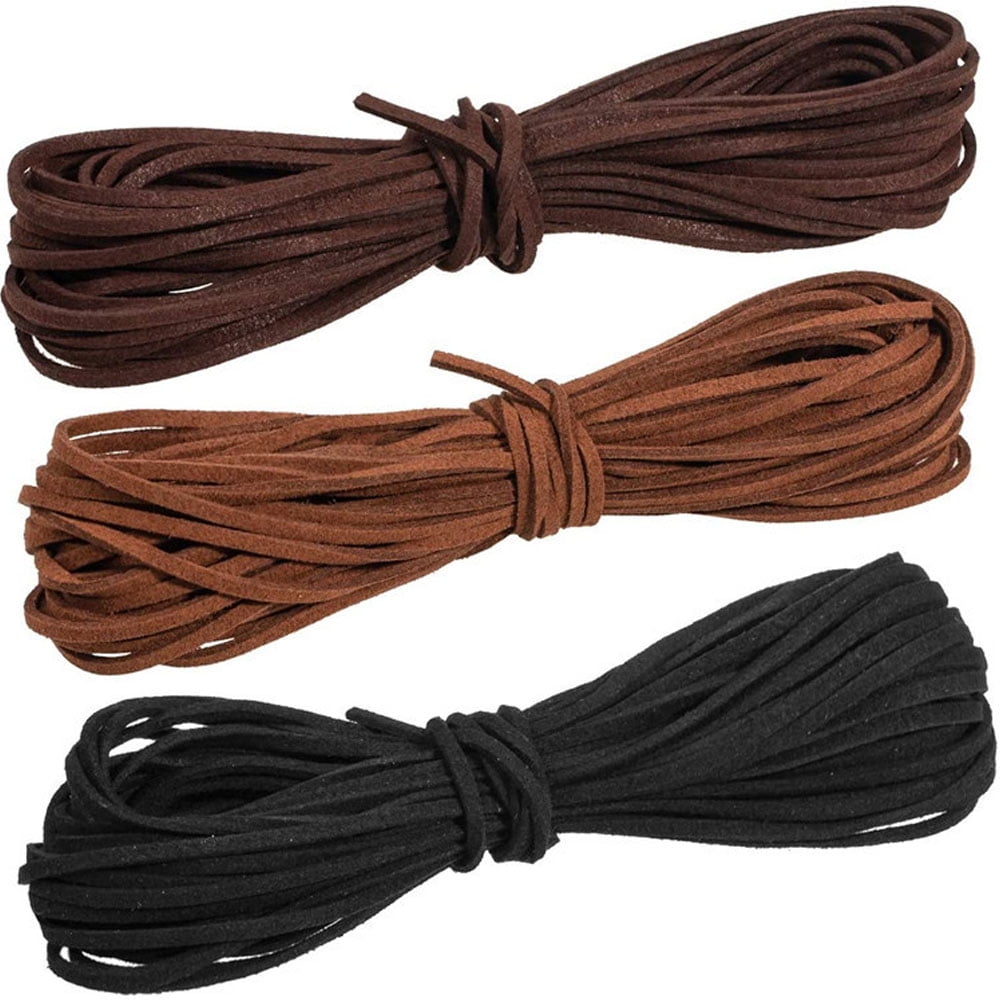 MesaSe 16.5 Yards 3 Bundles Natural Flat Leather Cord Leather Rope ...