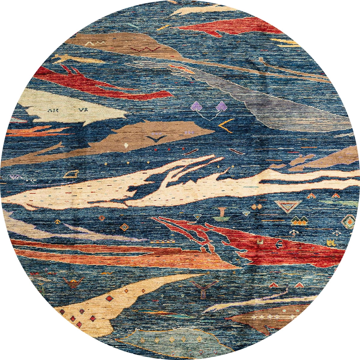 Ahgly Company Indoor Round Abstract Black Abstract Area Rugs, 8' Round ...