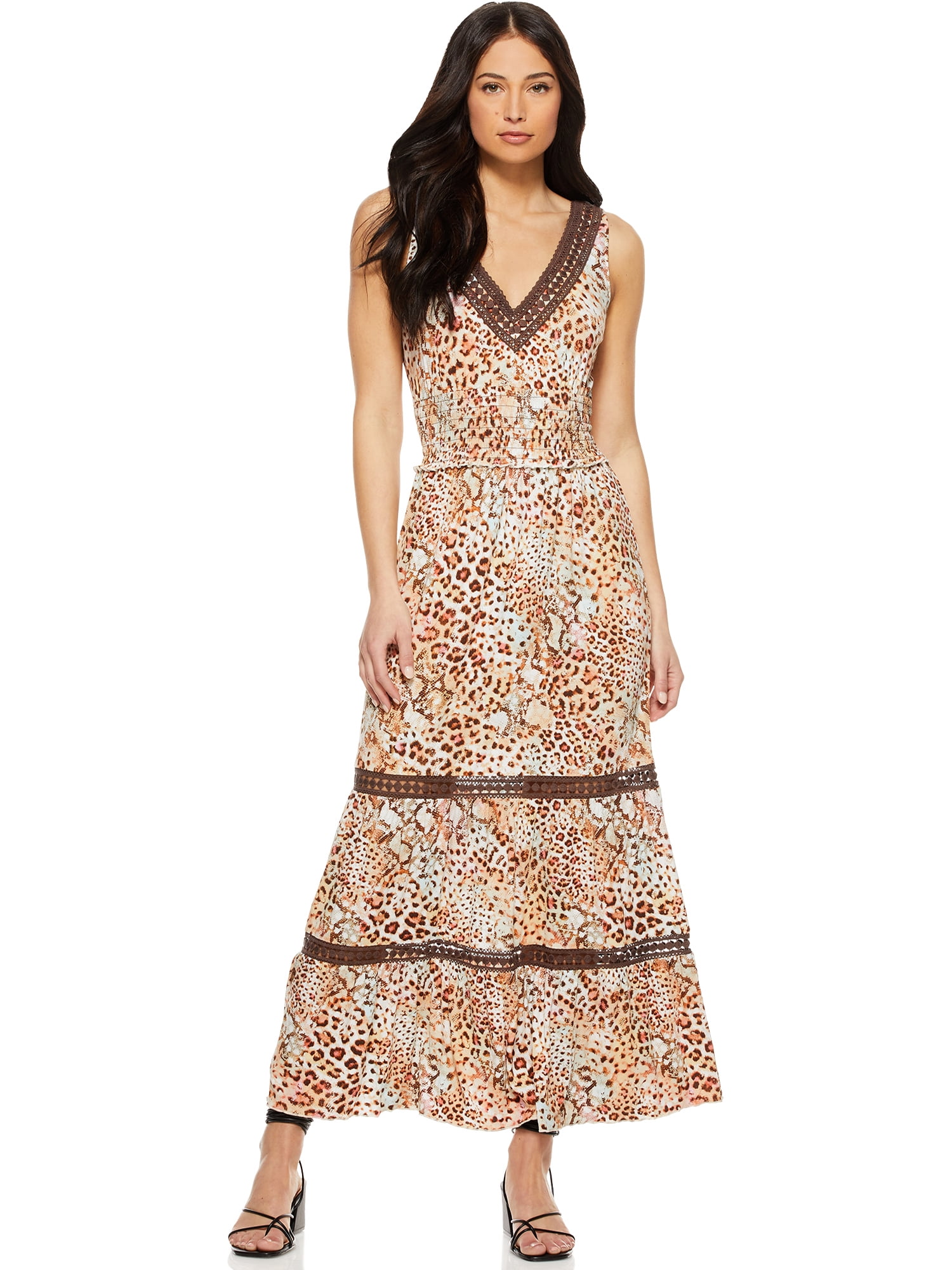 Sofia Jeans by Sofia Vergara Women's Tiered Animal Print Maxi Dress ...