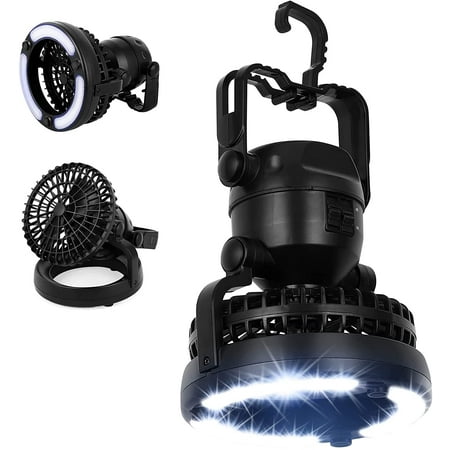 Camping Light Fan, 2-in-1 Portable Hanging Camping Fan with LED Light ...