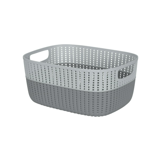 Simplify 2-Tone Decorative Large Plastic Storage Basket in Grey ...