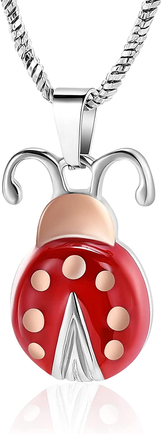 Flying Ladybug Urn Necklace for Ashes for Women Stainless Steel Animal ...