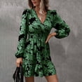 Aellinatey Women's Floral Chiffon Short Skirt A-line Long Sleeve ...