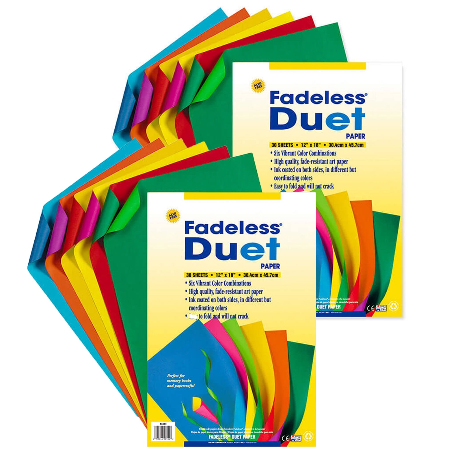 Fadeless® Duet Sheets, 6 Asst Color Combination, 12" x 18", 30/pk, 2 ...