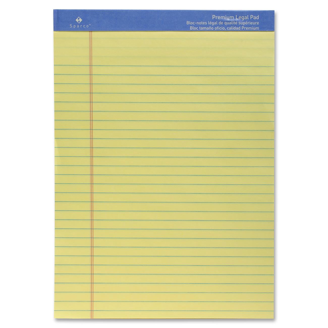 Sparco Perforated Wide Pad Ruled 50 Shts 8-1/2"x11-3/4" Canary 1011 ...