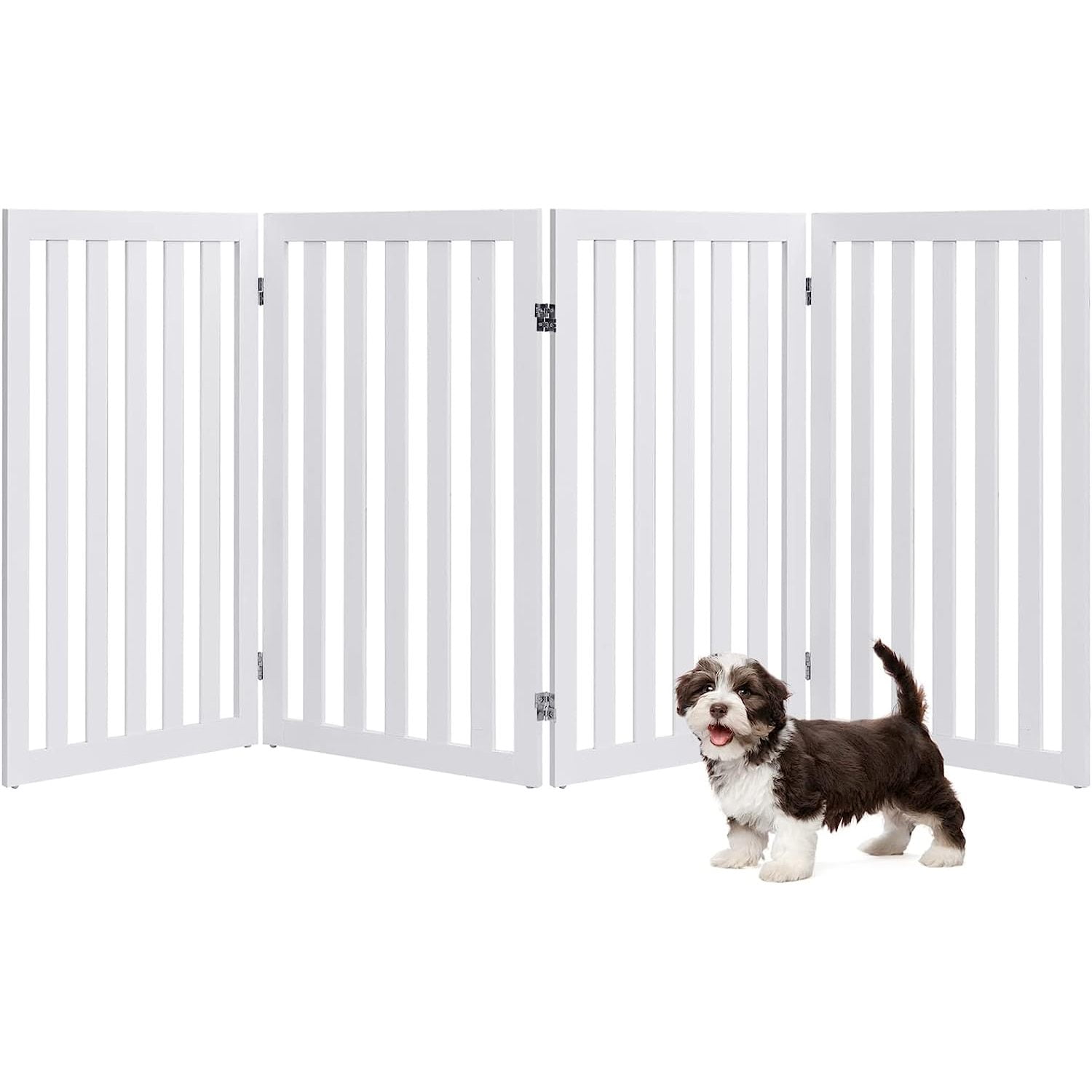 Bilot 36 Inch Tall Pet Gate, Indoor Dog Fence, Freestanding Extra Wide ...