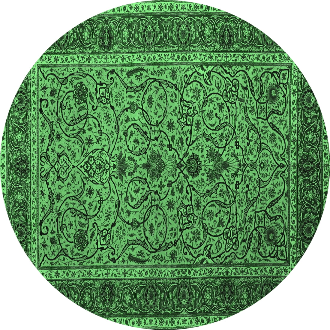 Ahgly Company Indoor Round Persian Emerald Green Traditional Area Rugs ...