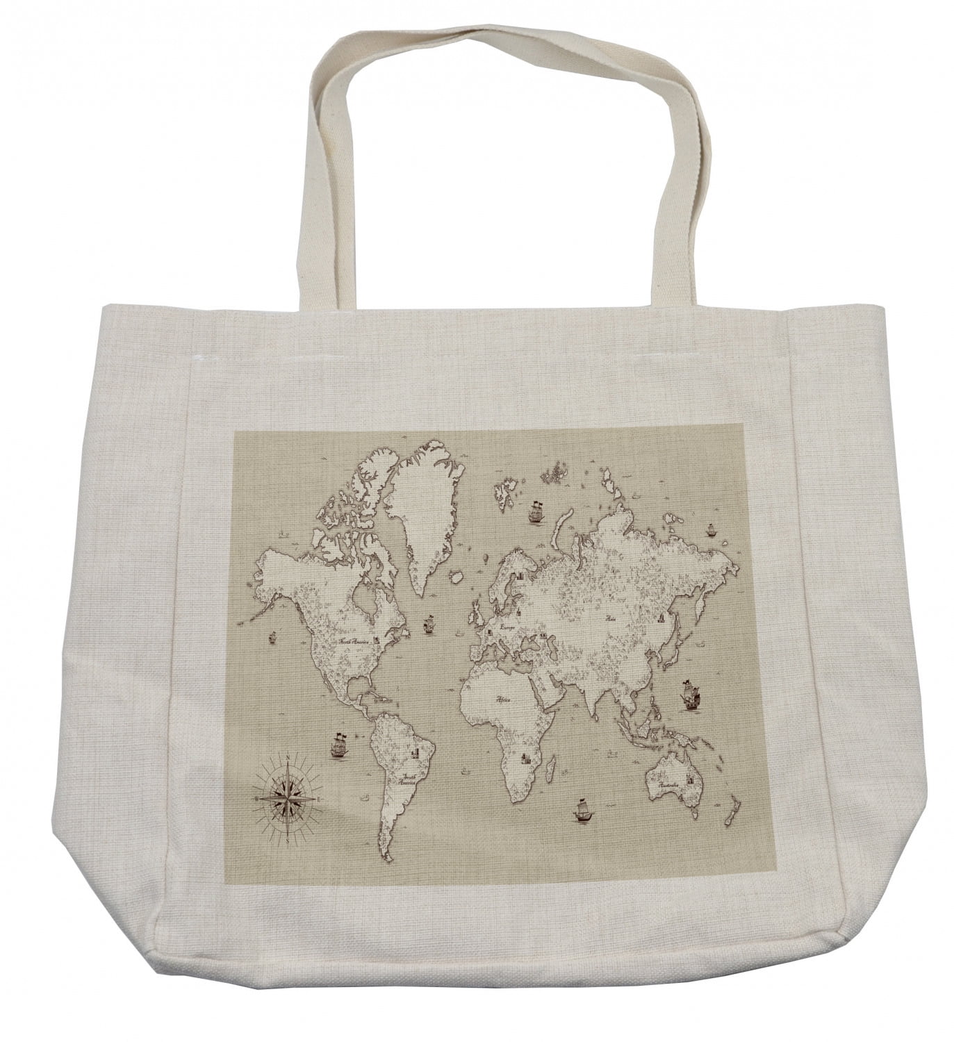 Map Shopping Bag, High Detailed World Mapping Along Atlantic Ocean ...