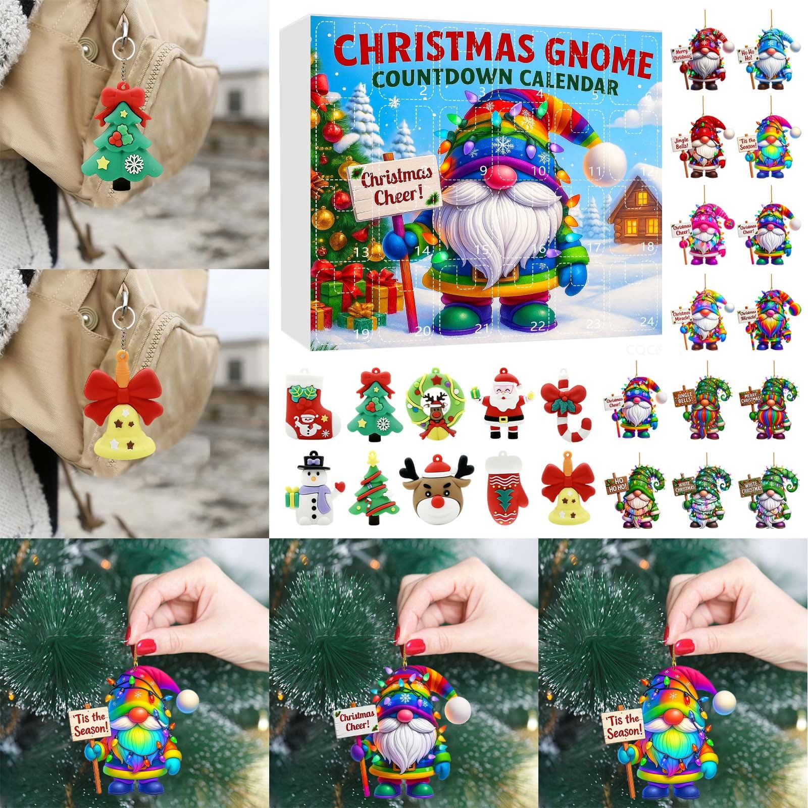 2025 2D and 3D Ornament Advent Calendar Set with Twelve Double-Sided ...