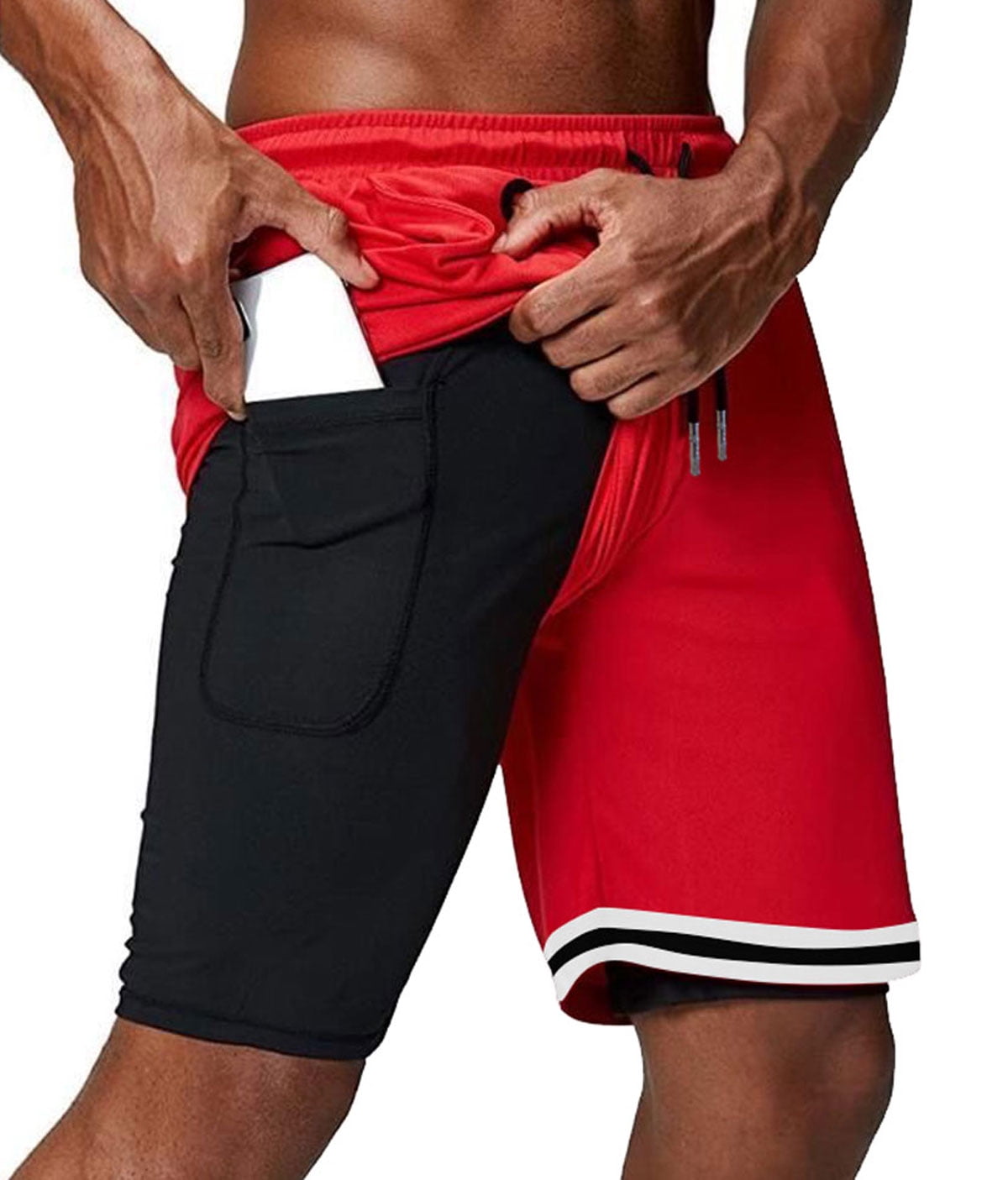 ASUDESIRE Men's Athletic Shorts 2 in 1 Workout Running Shorts with ...