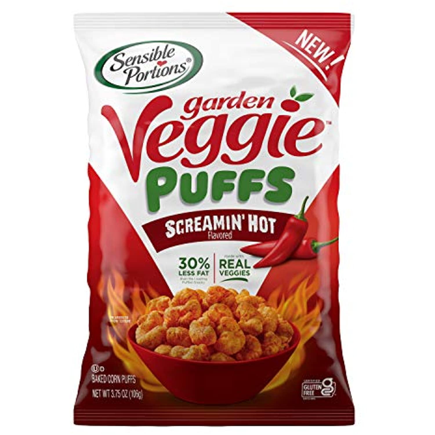 Sensible Portions Garden Veggie Puffs, Screamin’ Hot, 3.75 Oz (Pack Of ...