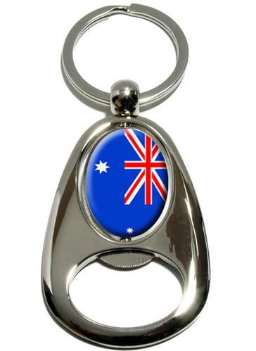 Australia Flag, Chrome Plated Metal Spinning Oval Design Bottle Opener ...