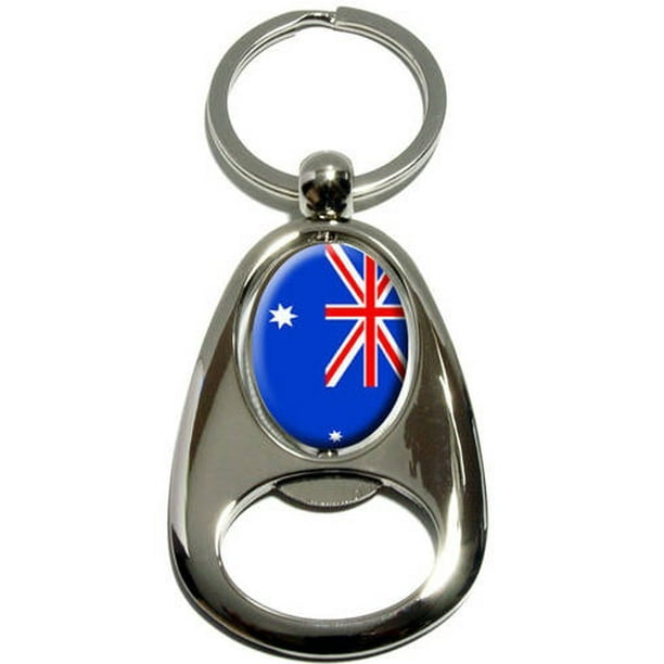Australia Flag, Chrome Plated Metal Spinning Oval Design Bottle Opener ...