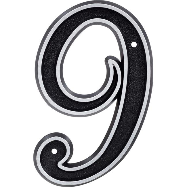 6 in. Gray & Black Reflective Plastic House Number - 9 - Walmart.com ...