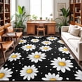 Area Rug 3x5ft White Daisy Washable Area Rugs for Living Room Black ...