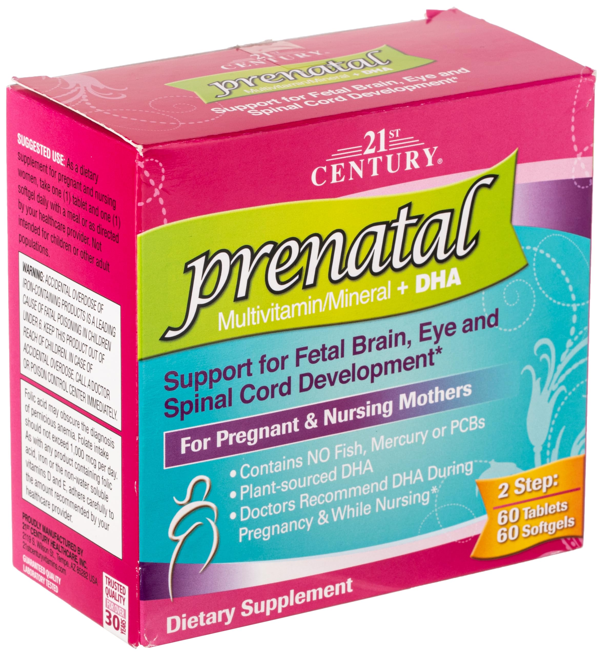 Suplemento multivitamínico prenatal del siglo XXI con DHA, 60 tabletas ...