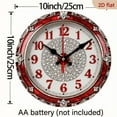 2D Flat 1pc 10Inch Wooden 1pc Luxury Red Ruby Crystal Wall Clock ...