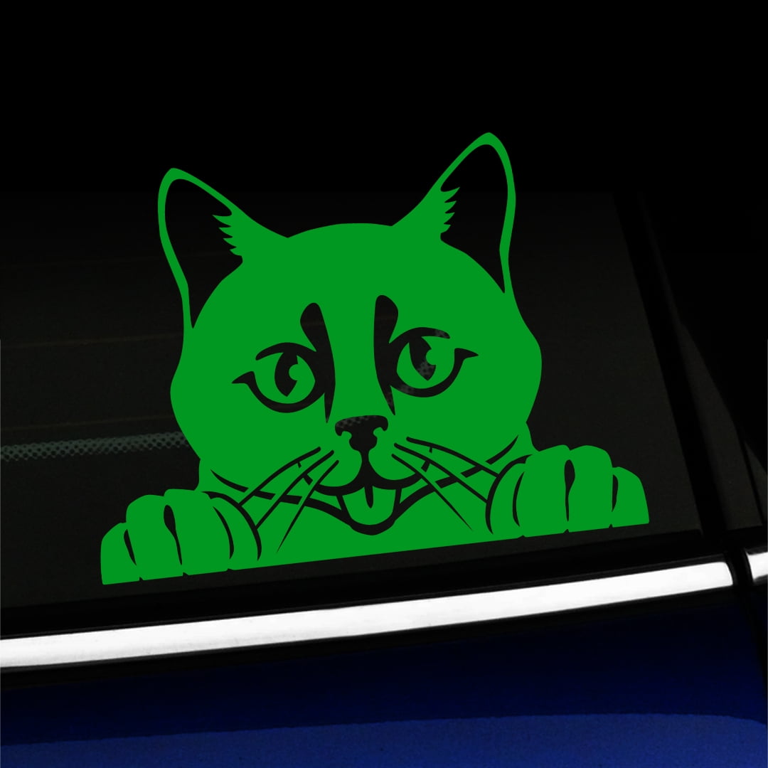 Peeking Cat - Vinyl Car Decal - Choose Color - [YELLOW GREEN] - Walmart.com