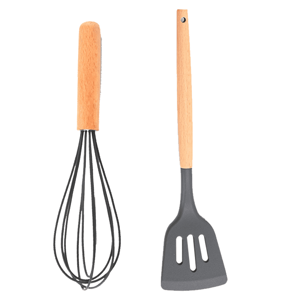 2 Pc Kitchen Utensil Set, Easy to Clean Wooden Kitchen Utensils ...