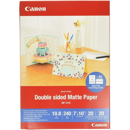 Canon 7” x 10” MP-101D Double Sided Matte Photo Paper/20 Sheets ...