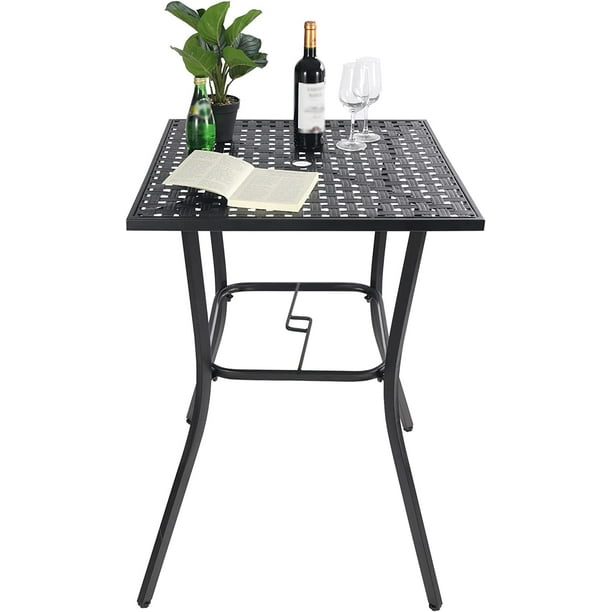 REDCAMP 39 inch Patio Bistro Table with Umbrella Hole,Metal Square ...