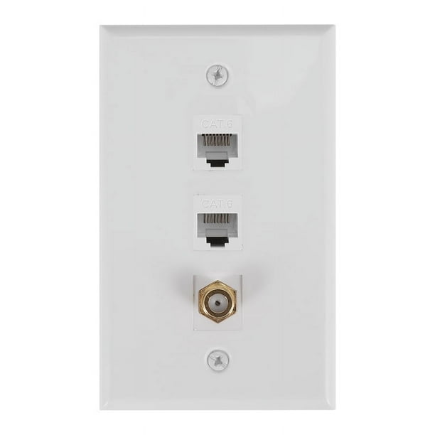 Placa de Pared Coaxial Ethernet, 2 Puertos Cat6 RJ45 y 1 Puerto ...