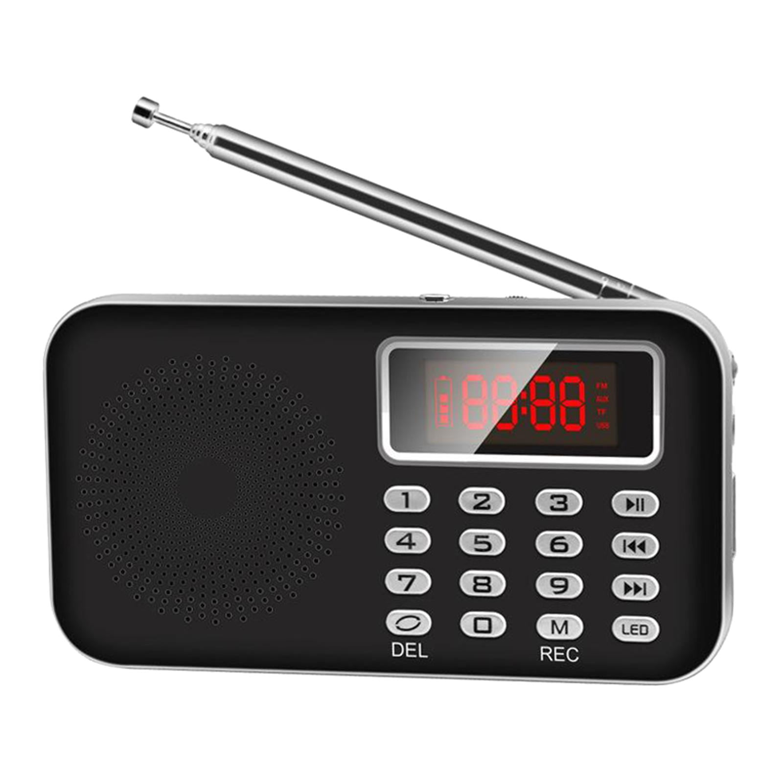 Portátil FM Radio USB TF Reproductor Linterna LED Negro | Walmart en línea