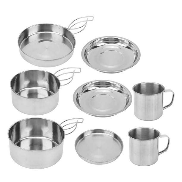 Camping Cookware Kit, Stainless Steel Silver Portable Stainless Steel ...