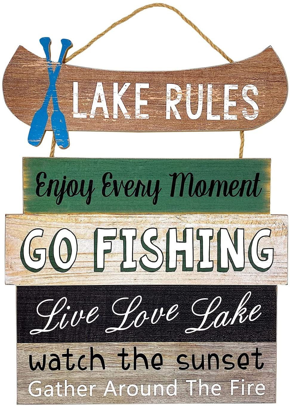 Lake Rules Sign Wall Door Decor Rustic Large Wooden Outdoorsy Plaque 16 ...
