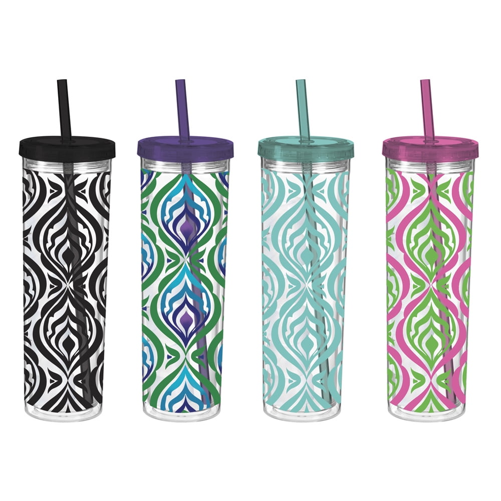 Acrylic Colorful Zebra Insulated Skinny Cups with Freezable Ice Cubes ...