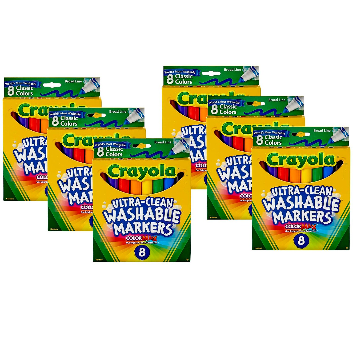 Crayola Broad Line Ultra Clean Markers Assorted 8 Per Box 6 Boxes Crayola Broad Line Ultra Clean Markers Assorted 8 Per Box 6 Boxes
