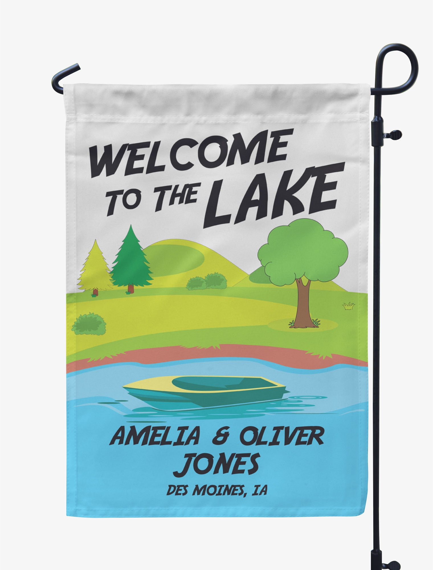 Printtoo White Welcome To The Lake Outdoor Camping Flags Personalized ...