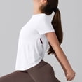 Babysbule Women's Solid Color Short Sleeve Workout Top Back Cutout ...