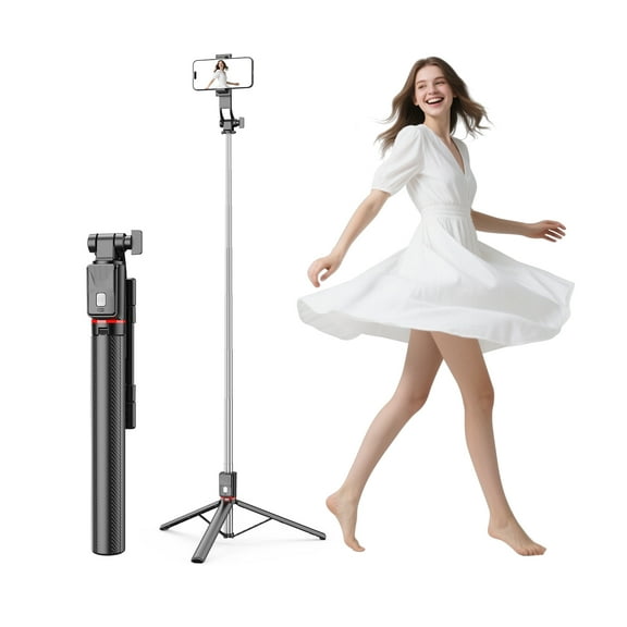 onn 12.9"-39" Wireless Selfie Stick with Smartphone Cradle, GoPro Mount ...