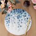 Blue Eucalyptus Leaves Round Placemats Set of 2, Braided Polypropylene ...
