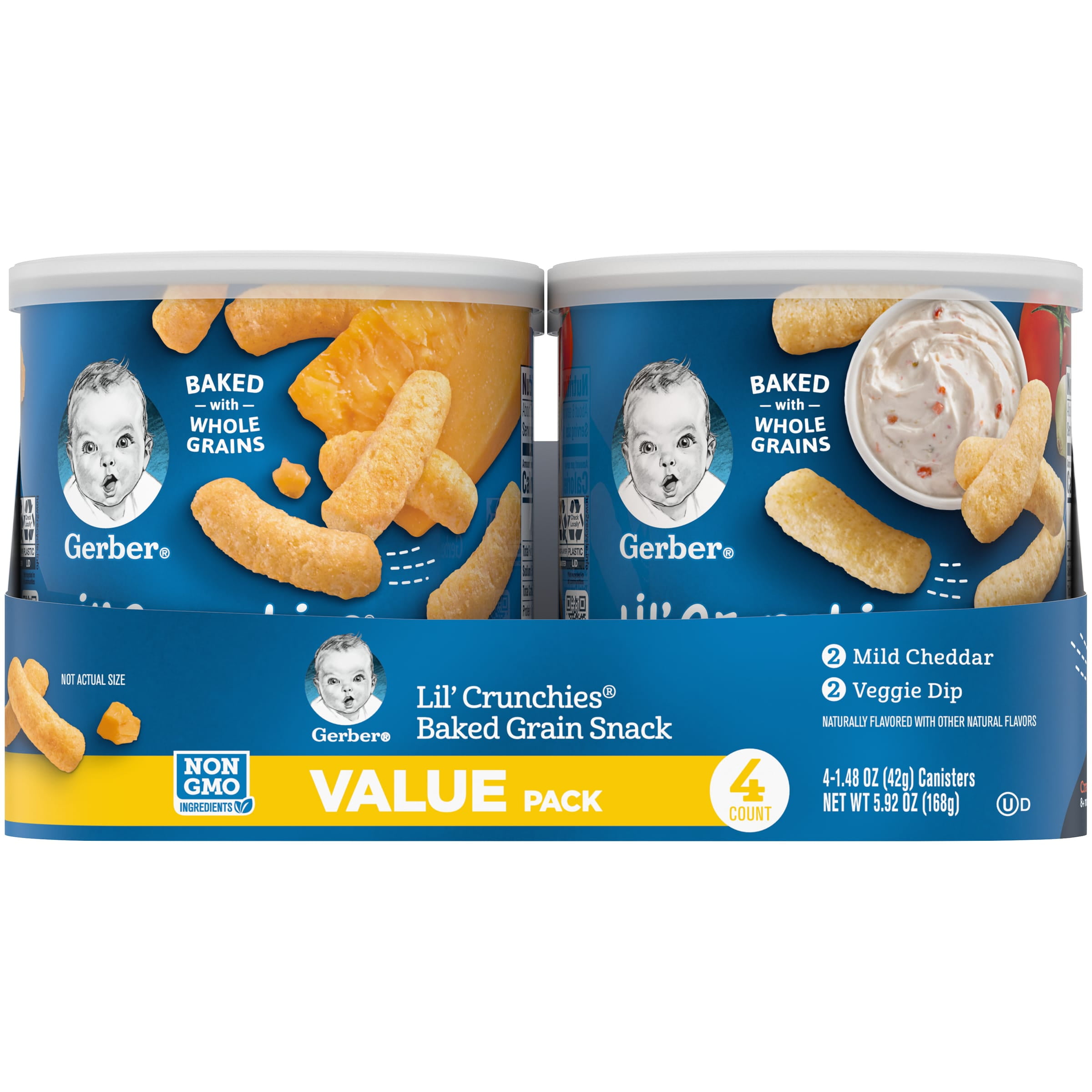 (Pack of 4) Gerber Lil' Crunchies Mild Cheddar & Veggie Dip Baked Corn ...