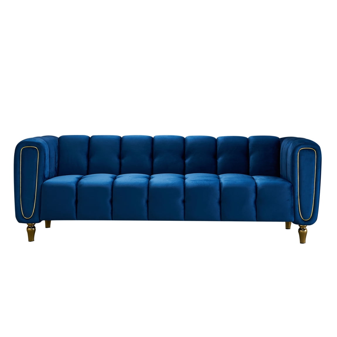 Square Tufted Performance Velvet Sofa, 3-Seater Upholstered Couch with ...