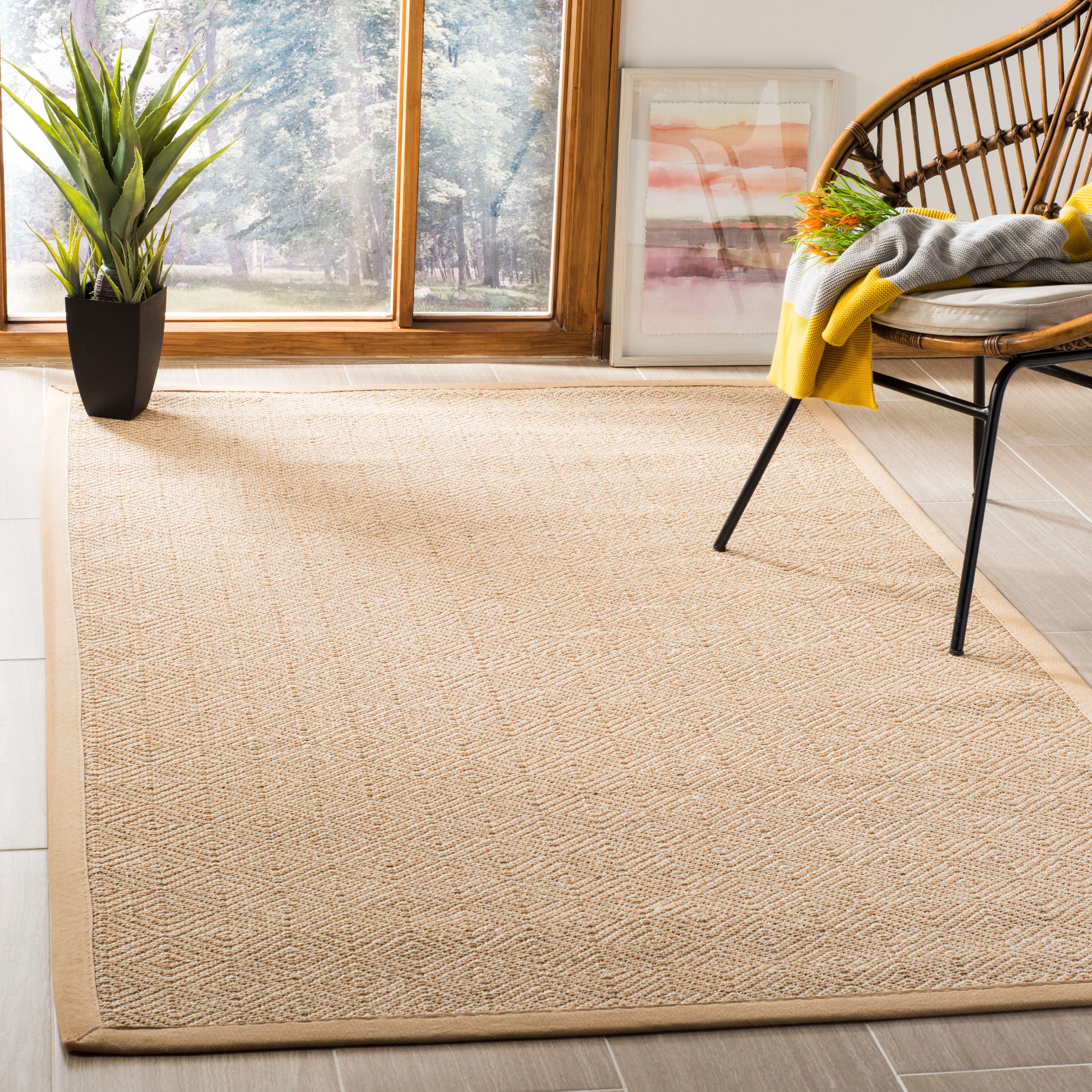 SAFAVIEH Natural Fiber Axum Geometric Sisal Area Rug, Natural/Beige, 4 ...