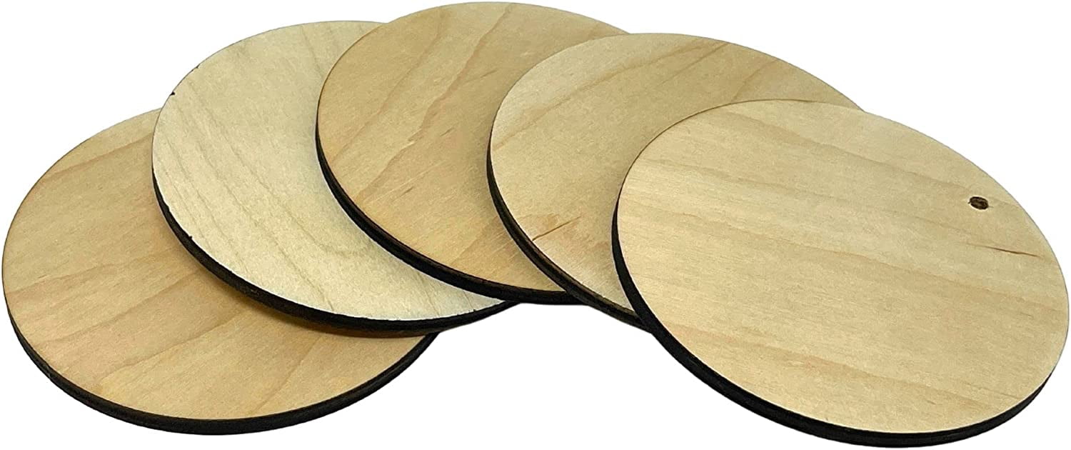 10" Unfinished Wood Circle Ornament with 1 Hole - Pack of 5 , Birch ...
