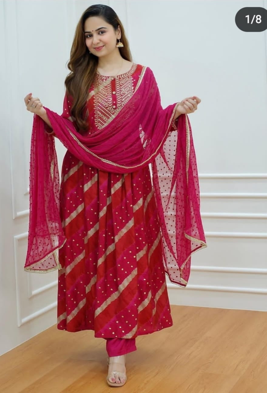 Aizza Trends Women's Rayon Febric Hand Embrodiery Work Nayra Cut Kurta ...