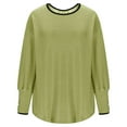 AherBiu Plus Size Tops for Women Long Lantern Sleeve Crewneck Casual ...