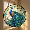 Artistic Peacock Pattern Glass Suncatcher – Decorative Window Art ...