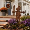 Rustic 27" Metal Scarecrow Garden Stake with Crow for Fall Harvest Yard ...