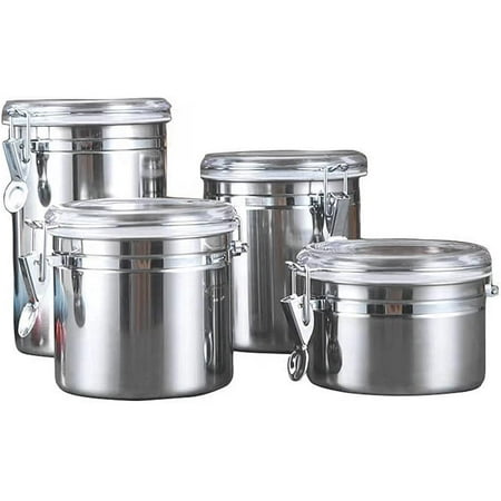 SHTUUYINGG 4-PieceStainless Steel Kitchen Canisters Airtight Canister ...
