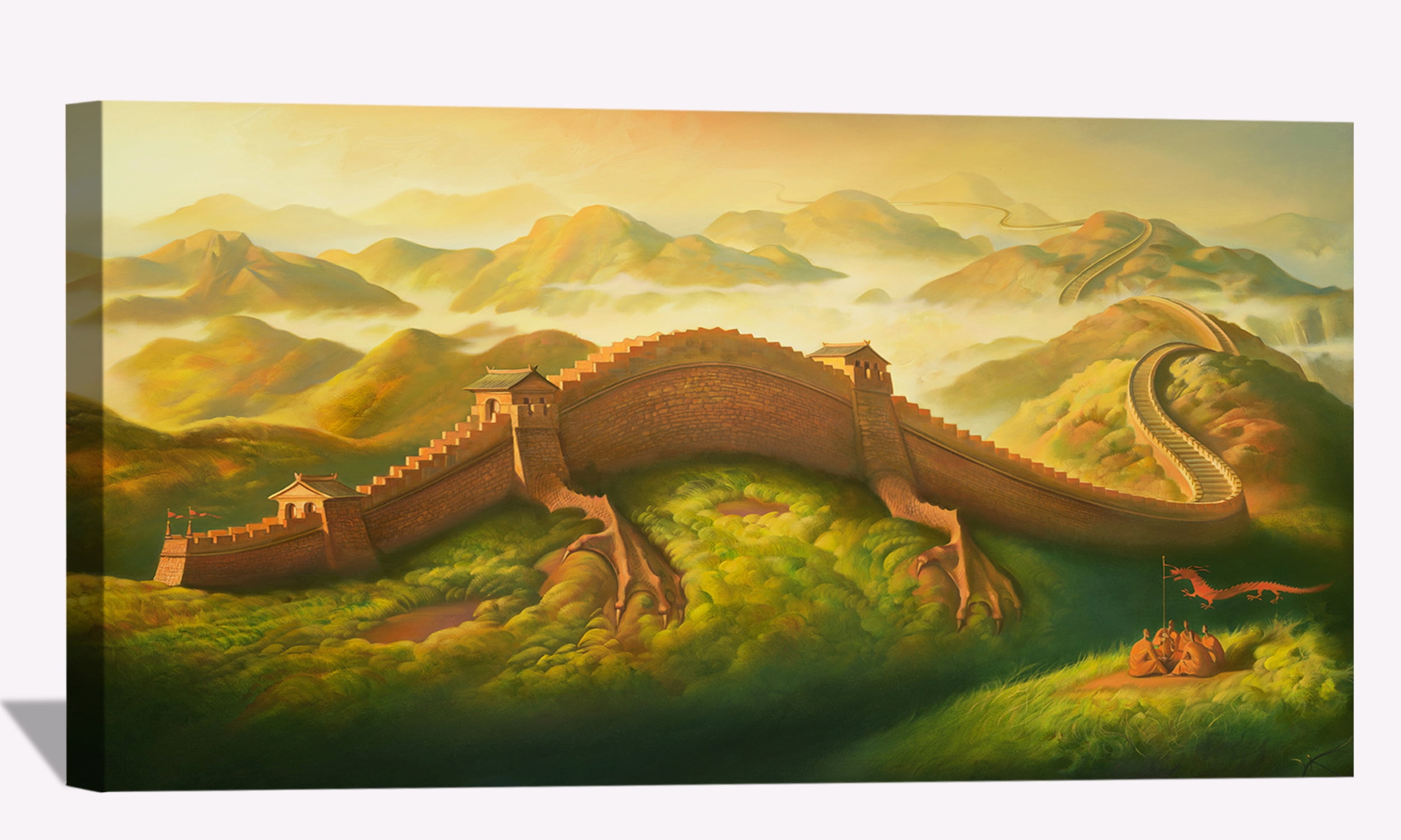 Vladimir Kush Dragon Defence Wall Art Large Framed Painting Dali Style ...