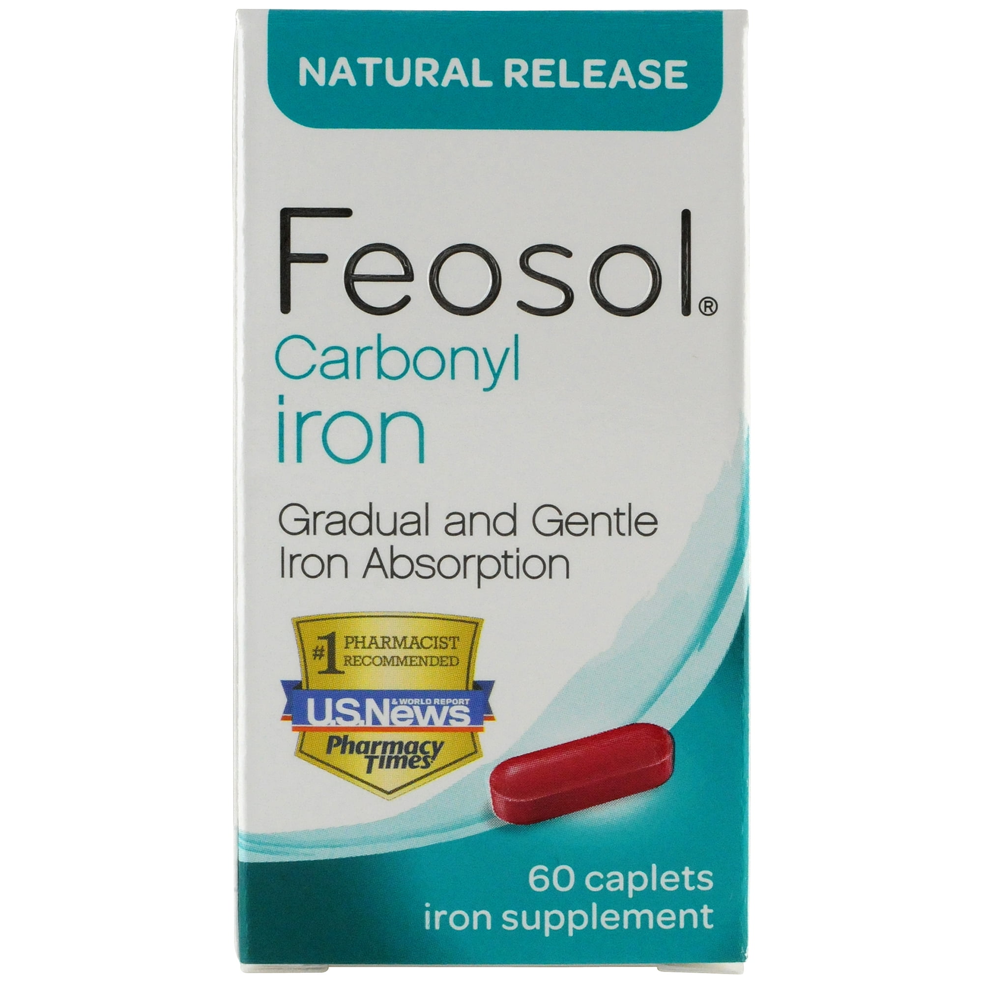 Feosol Natural Release Carbonyl Iron, Caplets, 60 Ct - Walmart.com ...