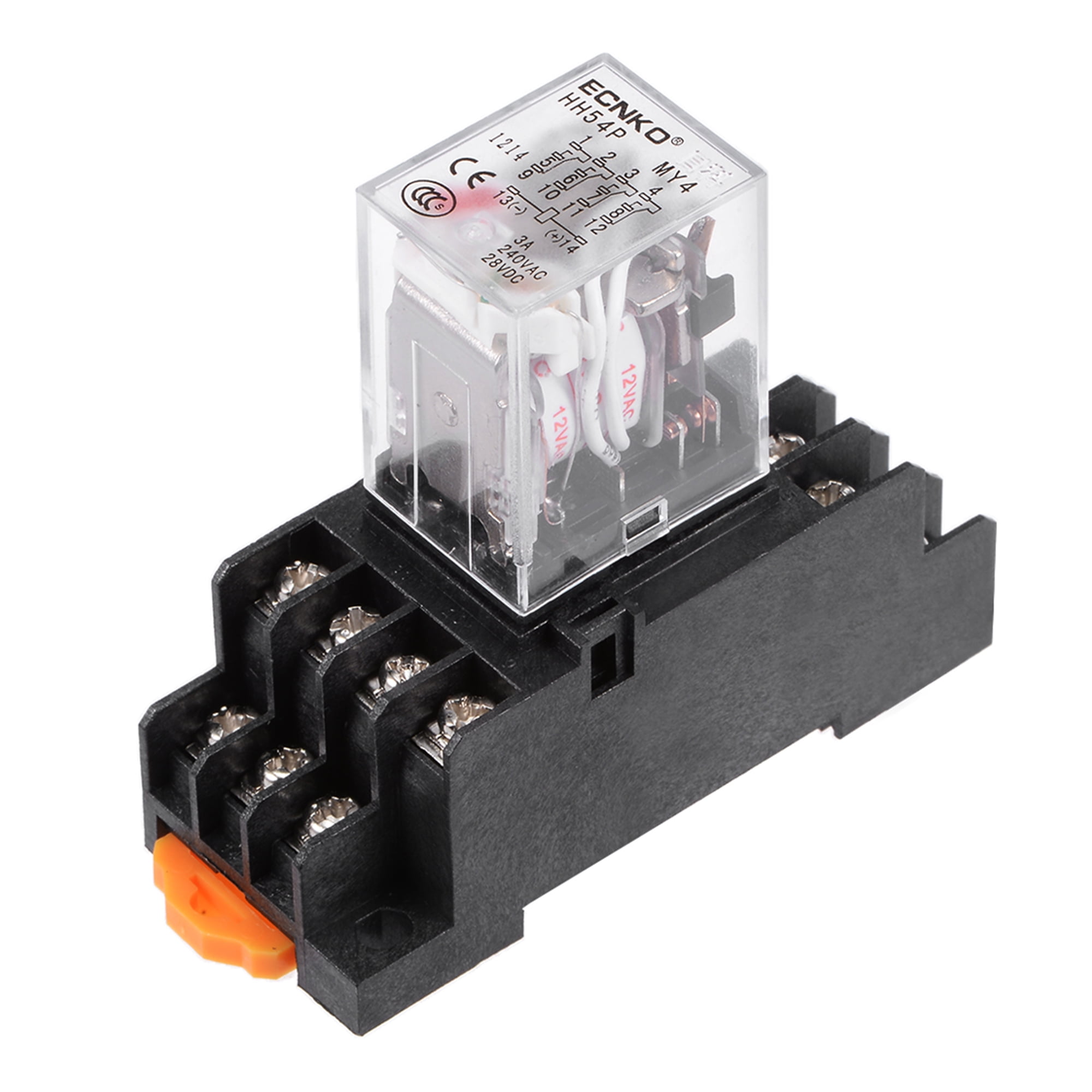 HH54 AC 12V Coil DPDT 14 Pins Red Light Electromagnetic Power Relay ...
