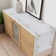 Blue Plaid Table Runner, Watercolor Daisy Flower Spring Summer Cotton ...