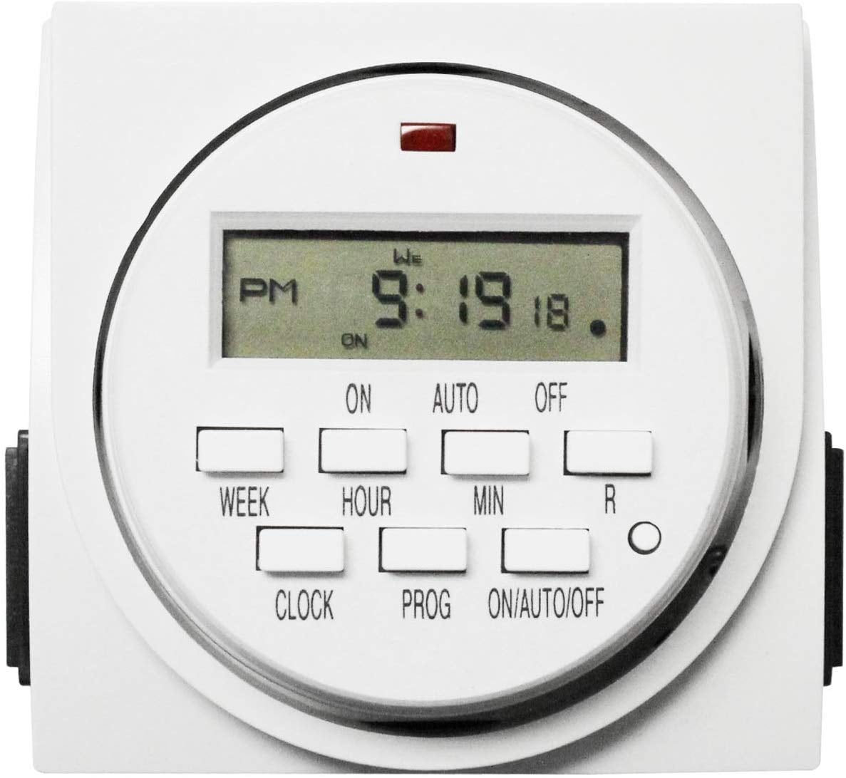 iPower 7 Day Programmable Digital Electric Timer, Dual Outlet, Grounded ...