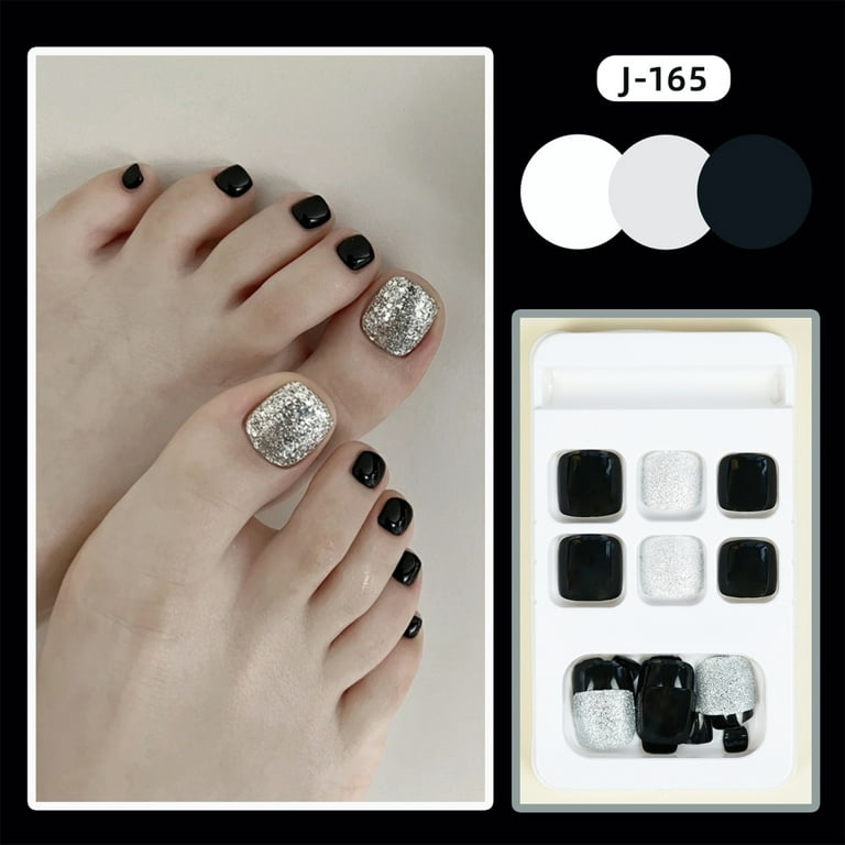 Black And Silver Toenails